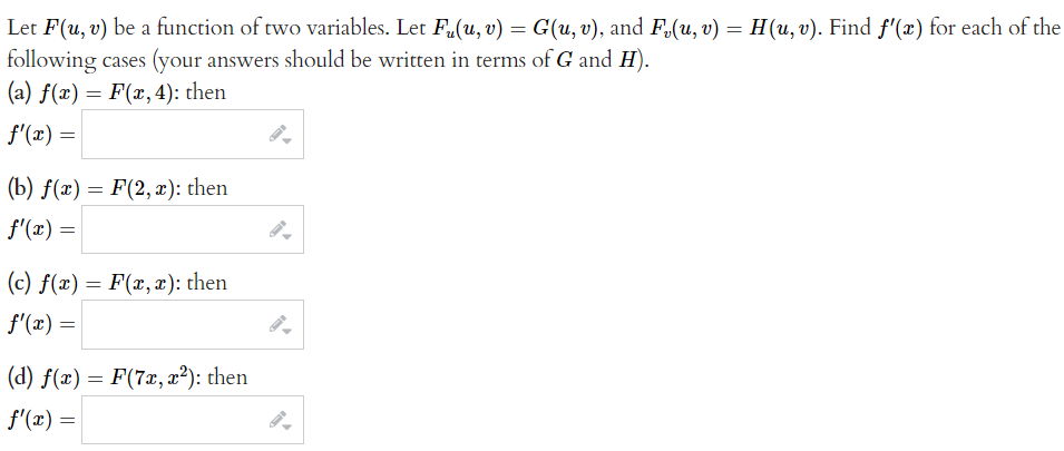 Solved Let F(u,v) be a function of two variables. Let | Chegg.com Solved Let F(u,v) be a function of two variables. Let | Chegg.com