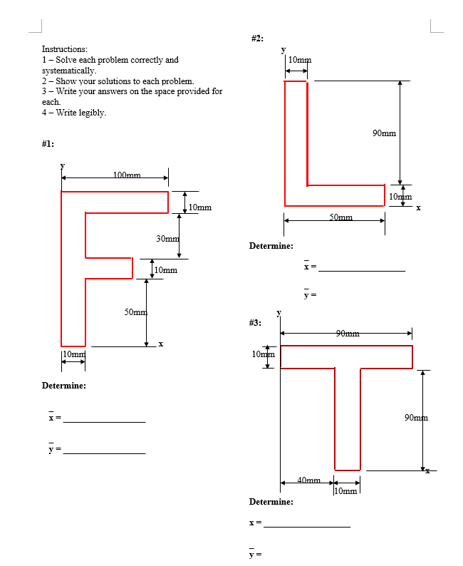 Solved L #2: 2. y 10mm Instructions: 1 - Solve each problem | Chegg.com