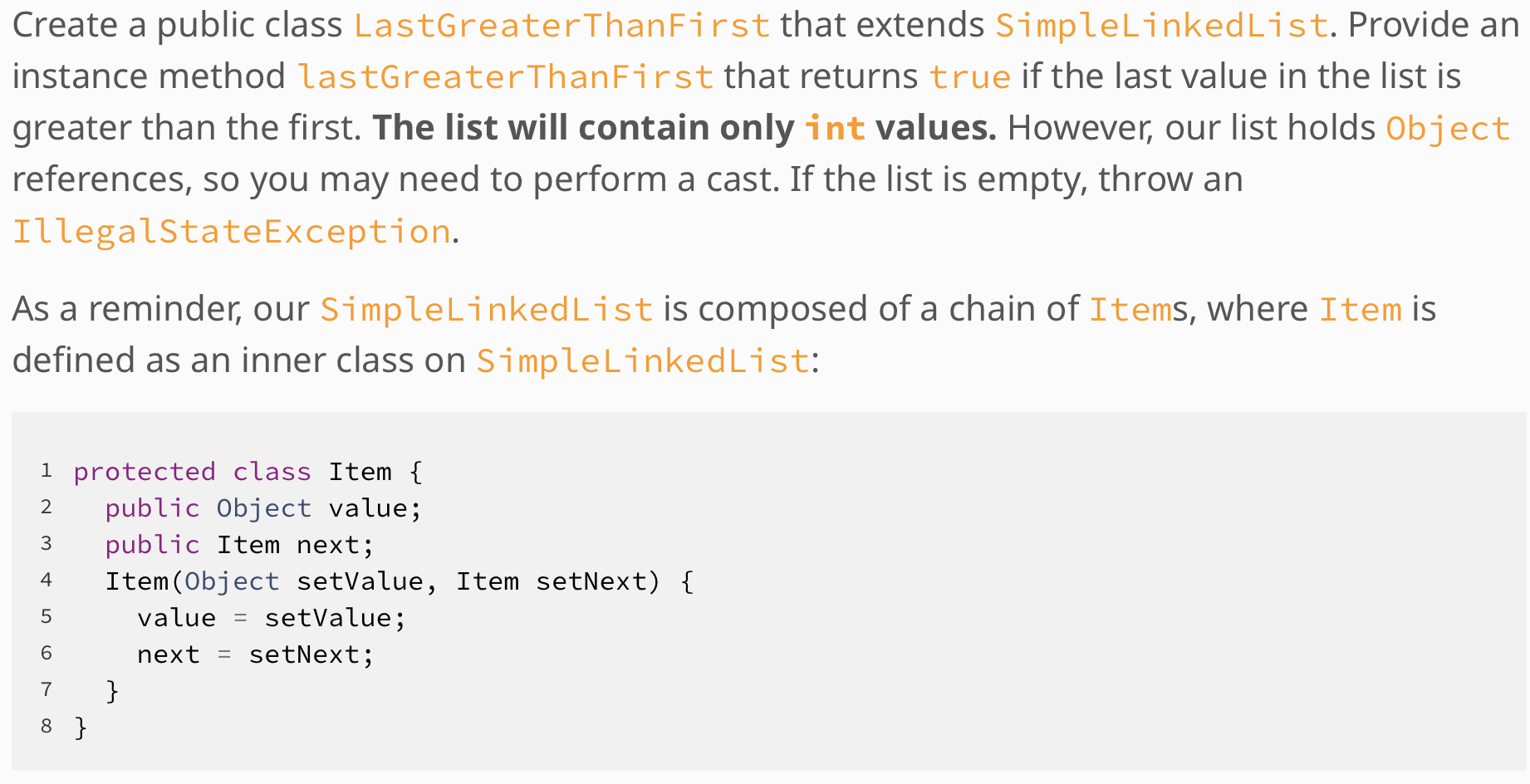 Solved Create a public class LastGreaterThanFirst that | Chegg.com