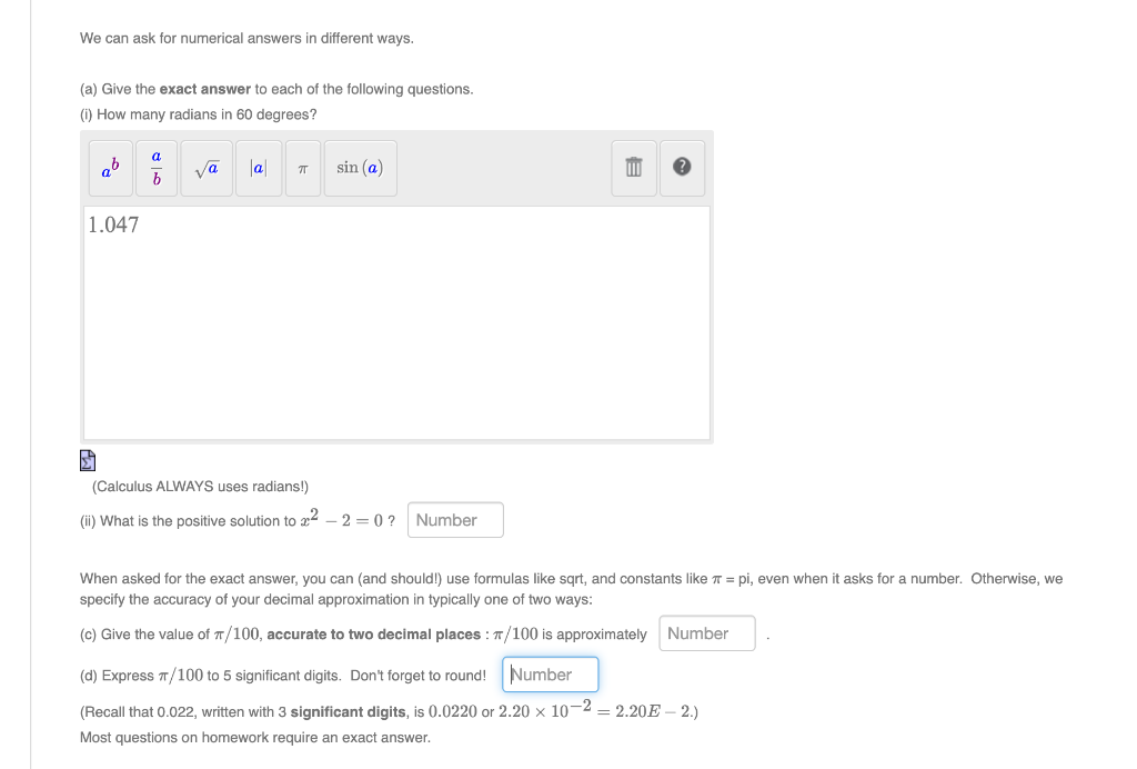 Solved We can ask for numerical answers in different ways. | Chegg.com
