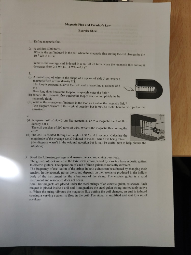 Solved Magnetic Flux and Faraday's Law Exercise Sheet 1. | Chegg.com