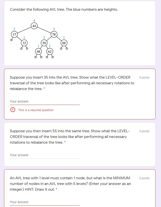 (Solved) : Consider Following Avl Tree Blue Numbers Heights 5 Points ... (Solved) : Consider Following Avl Tree Blue Numbers Heights 5 Points ...