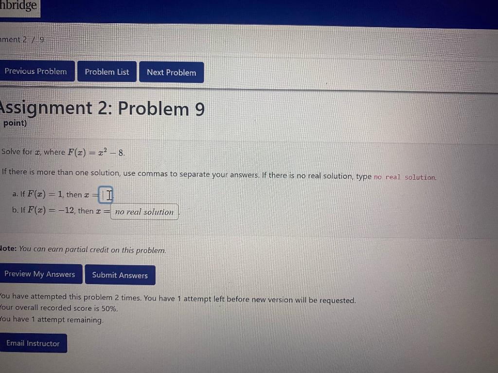 Solved Issignment 2: Problem 9 point) Solve for x, where | Chegg.com