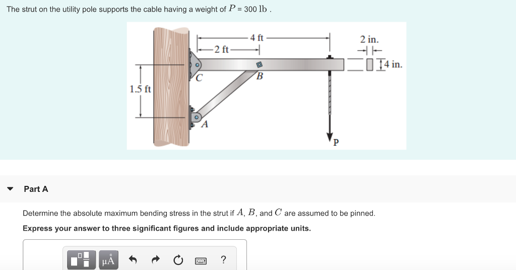 Solved The strut on the utility pole supports the cable | Chegg.com