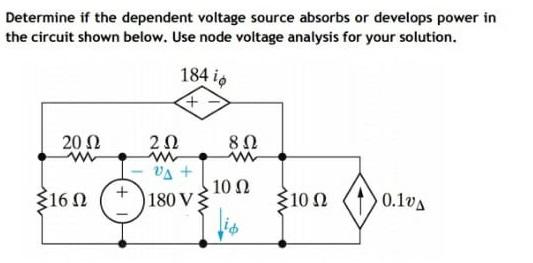 Solved Determine if the dependent voltage source absorbs or | Chegg.com