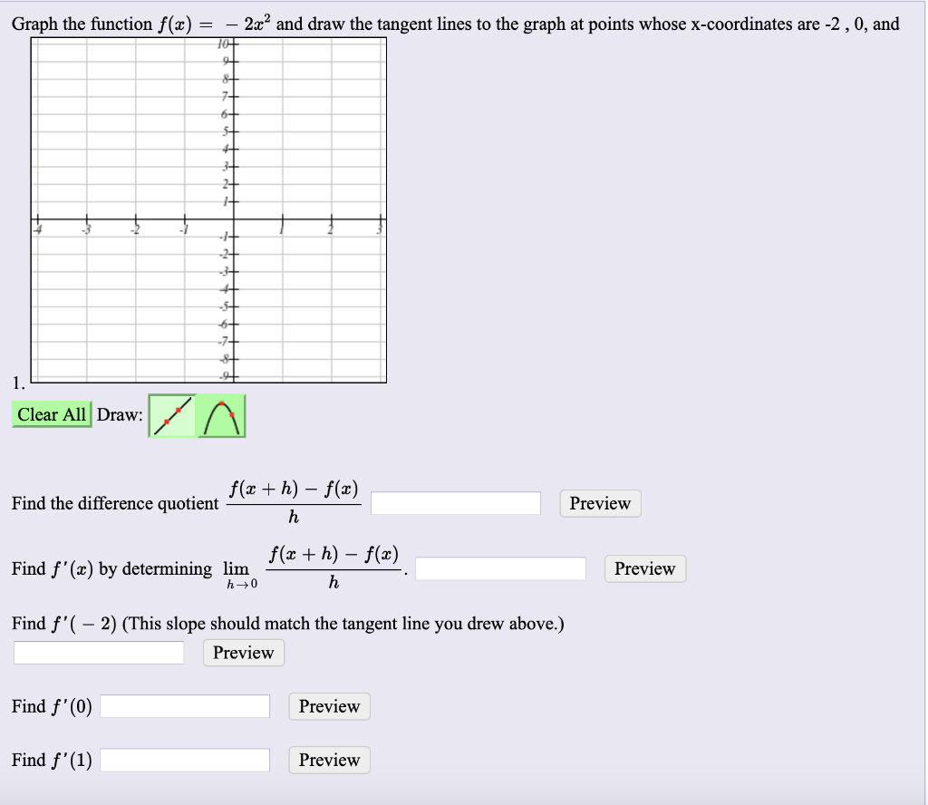 Solved 2x2 and draw the tangent lines to the graph at points | Chegg.com
