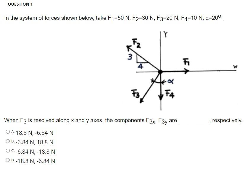 Solved QUESTION 1 In the system of forces shown below, take | Chegg.com