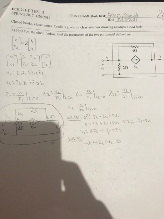 Solved For the circuit below, find the parameters of the two | Chegg.com