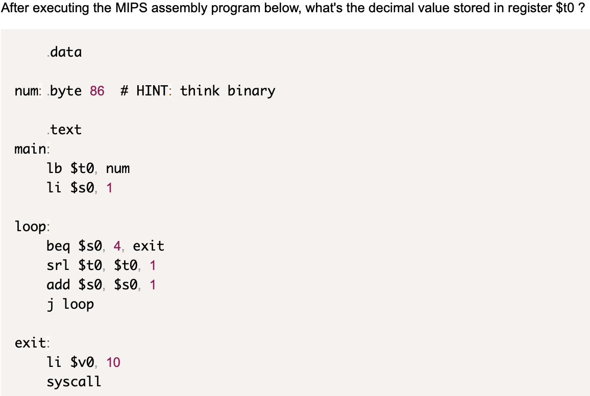 Solved After executing the MIPS assembly program below, | Chegg.com