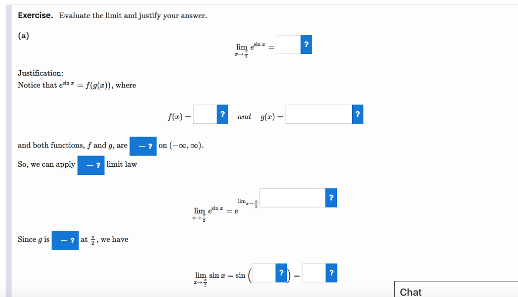 Solved Exercise. Evaluate the limit and justify your answer | Chegg.com
