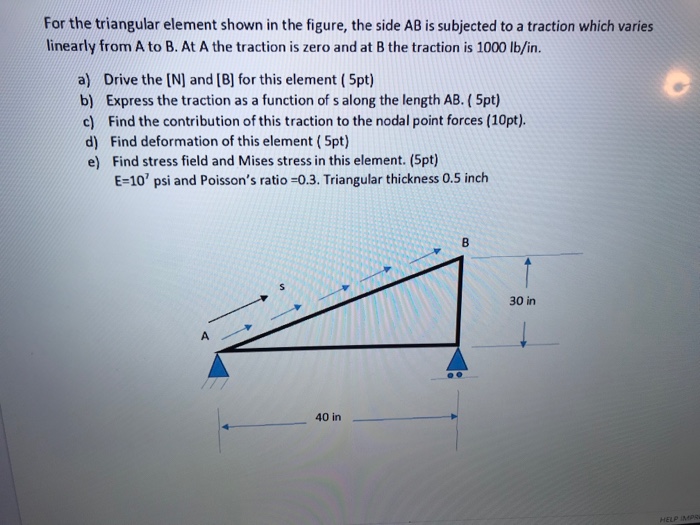 Solved For the triangular element shown in the figure, the | Chegg.com