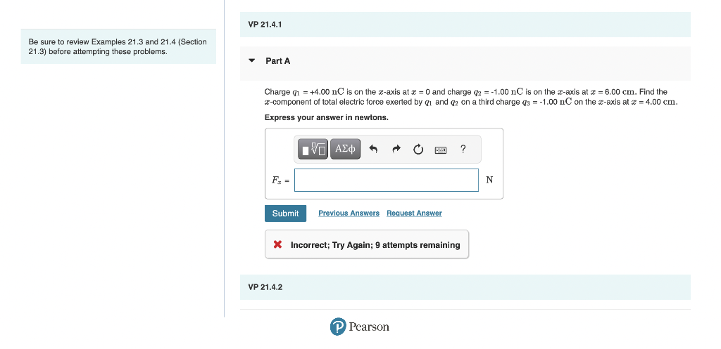 Solved Be sure to review Examples 21.3 and 21.4 (Section | Chegg.com
