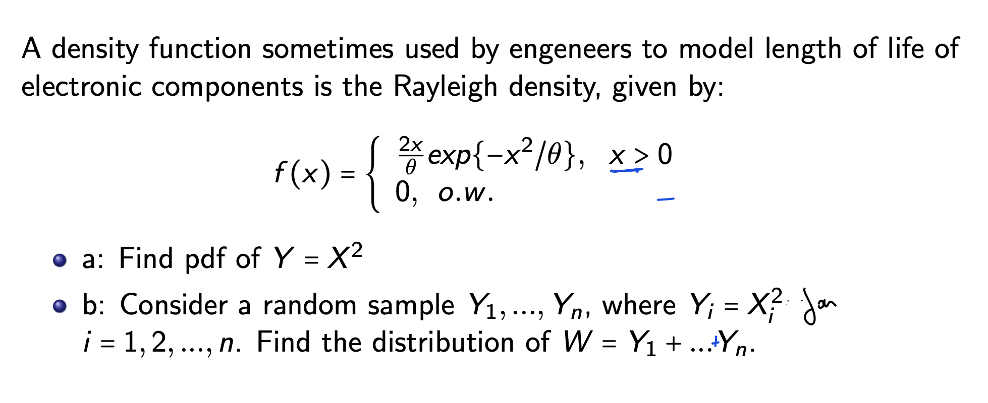 Solved A density function sometimes used by engeneers to | Chegg.com