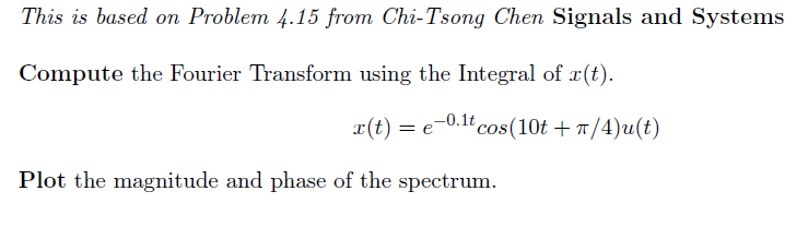 Solved This is based on Problem 4.15 from Chi-Tsong Chen | Chegg.com