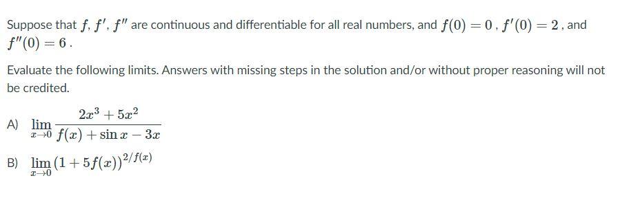 Solved Suppose that f. f'. f" are continuous and | Chegg.com