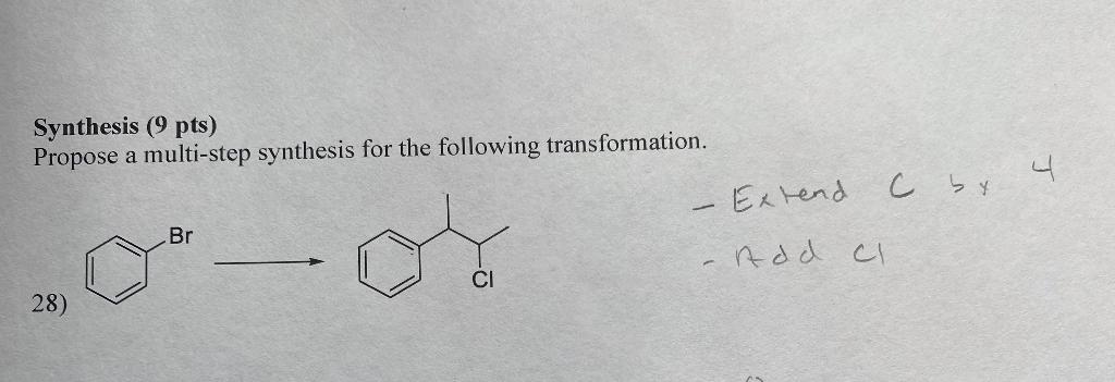Solved Synthesis (9 pts) Propose a multi-step synthesis for | Chegg.com