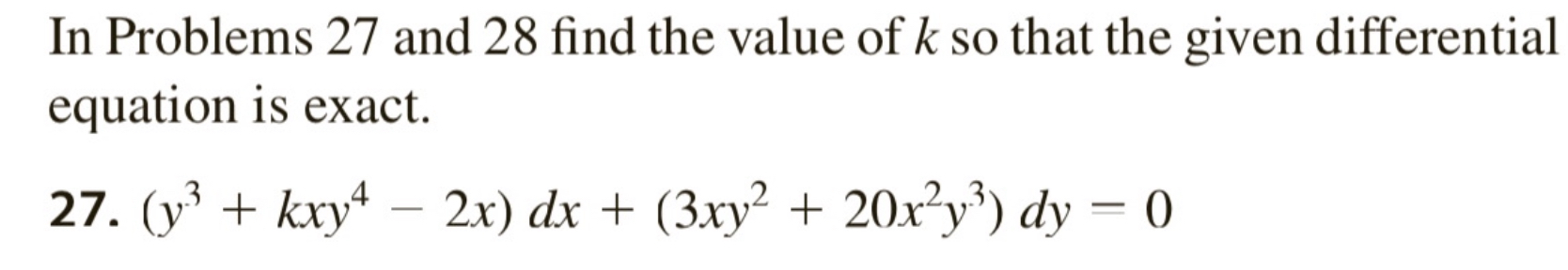 Solved In Problems 27 ﻿and 28 ﻿find the value of k ﻿so that | Chegg.com