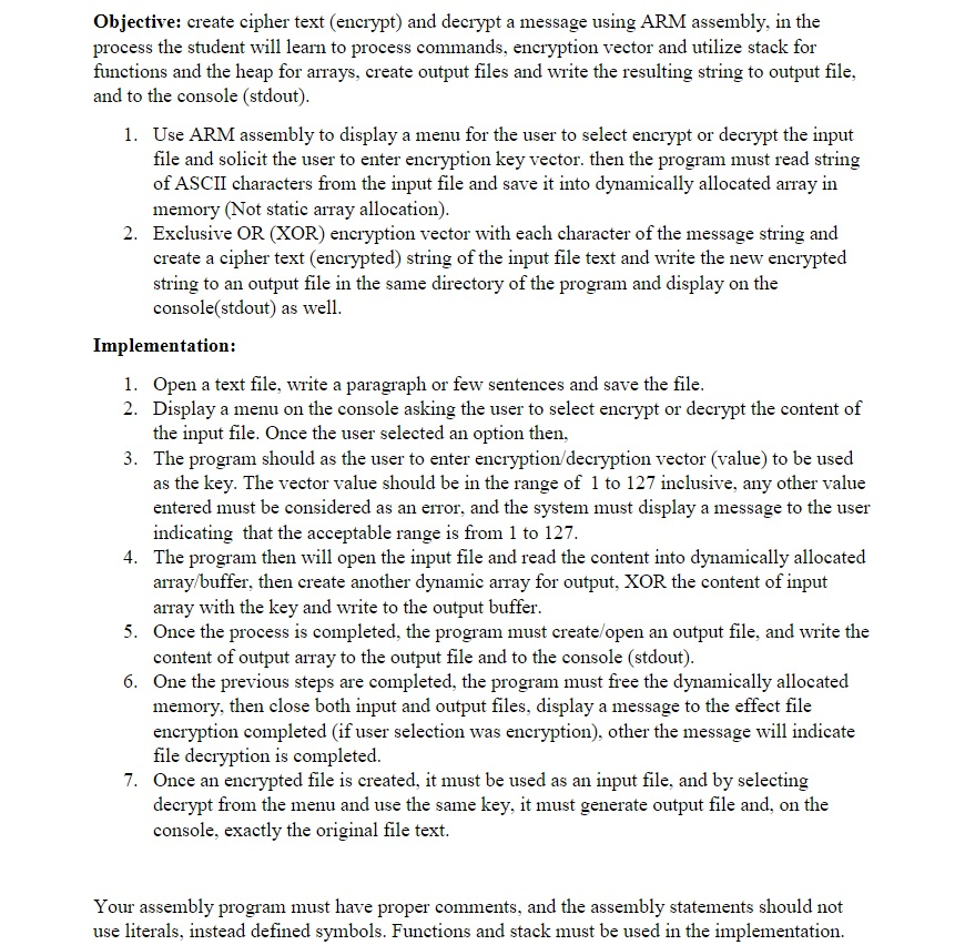 Objective: create cipher text (encrypt) and decrypt a | Chegg.com