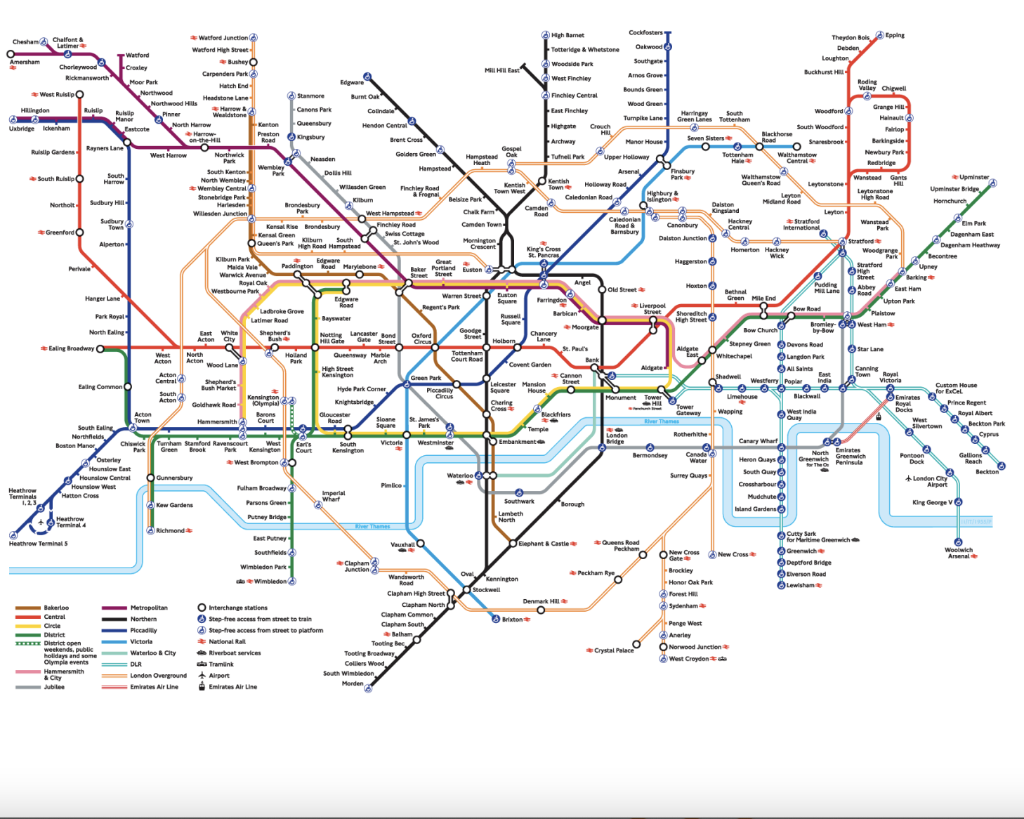 Solved Below is the iconic subway map of London (England). | Chegg.com