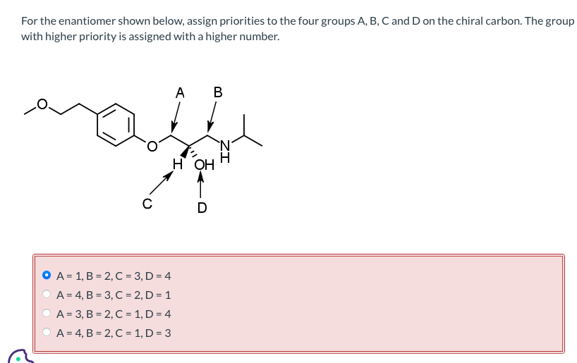 Solved For the enantiomer shown below, assign priorities to | Chegg.com