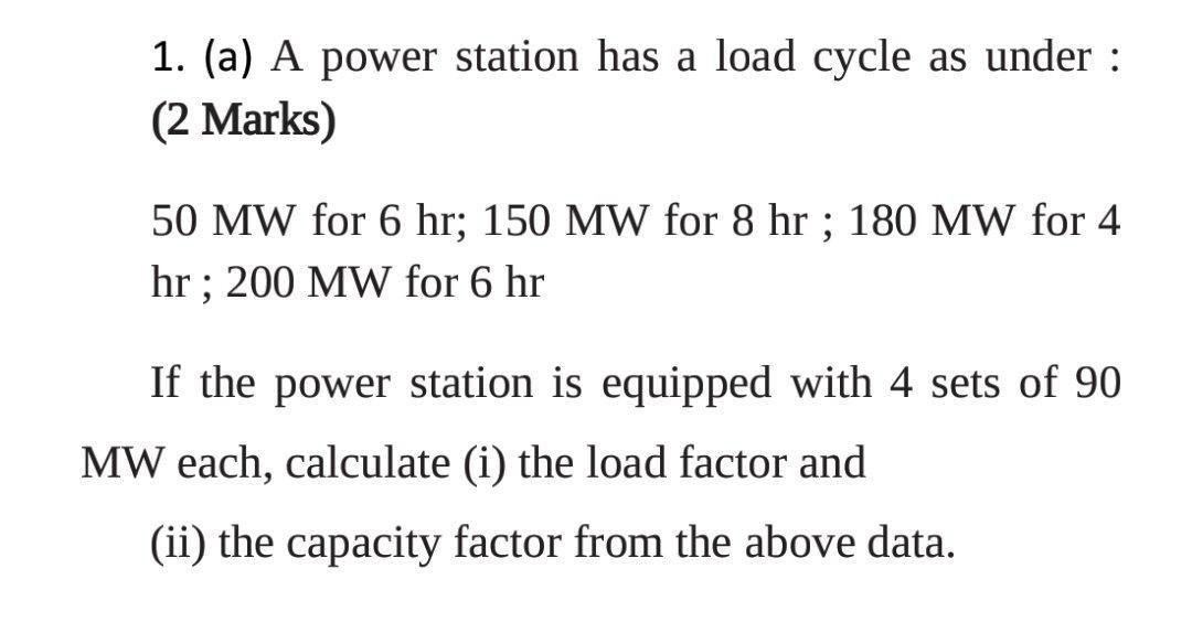 Solved 1. (a) A power station has a load cycle as under : (2 | Chegg.com
