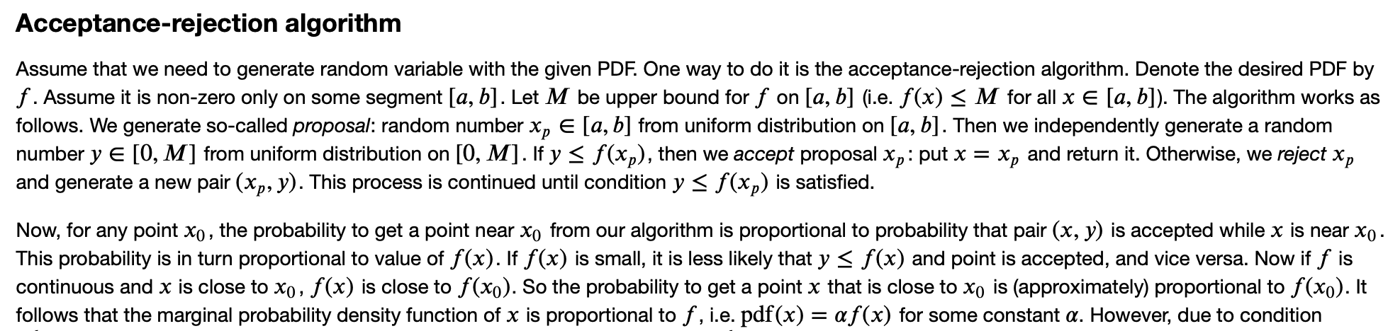 Acceptance-rejection algorithm Assume that we need to | Chegg.com