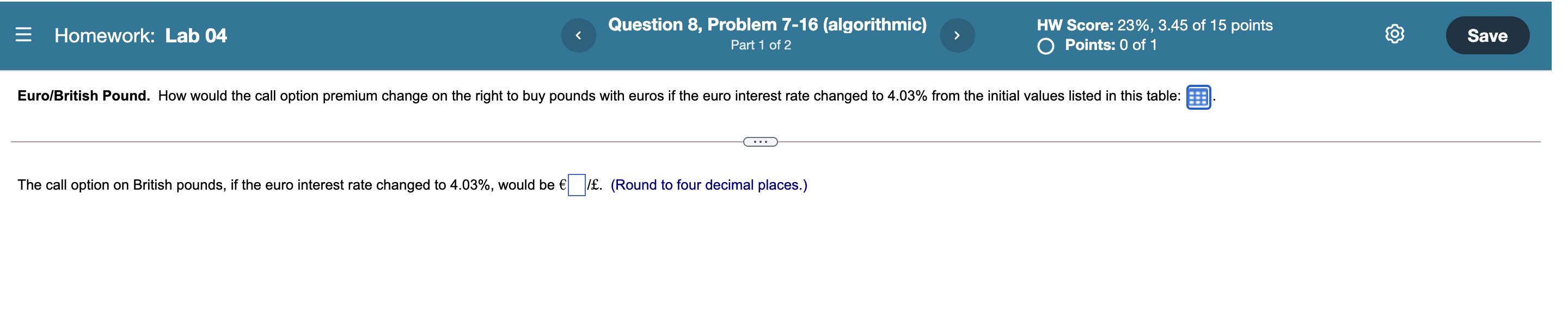 Solved Question 8, Problem 7-16 (algorithmic) = Homework: | Chegg.com