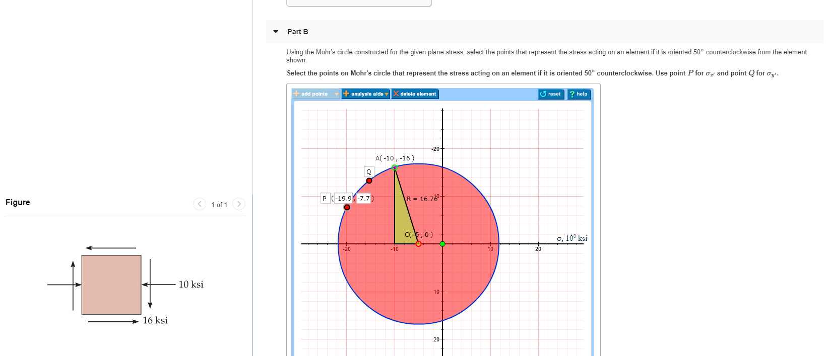Solved Part B Using the Mohr's circle constructed for the | Chegg.com