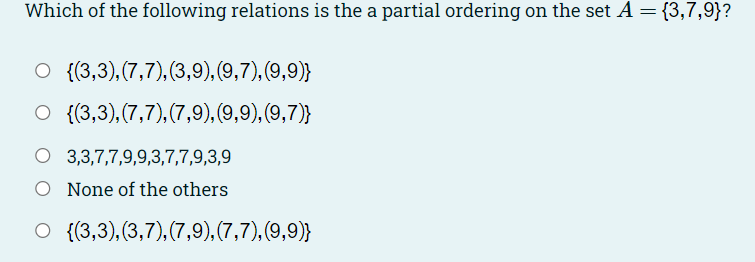 Solved Which of the following relations is the a partial | Chegg.com