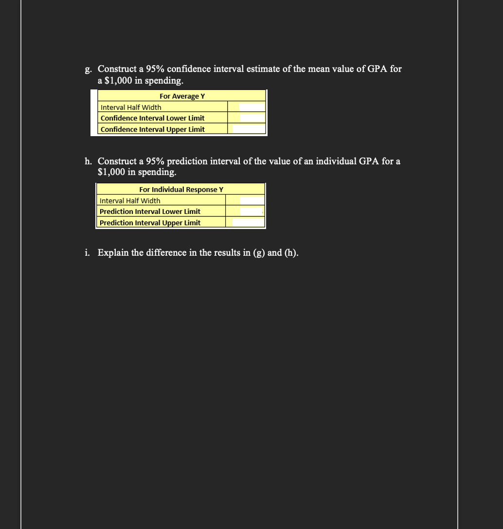 g. ﻿Construct a 95\% ﻿confidence interval estimate of | Chegg.com