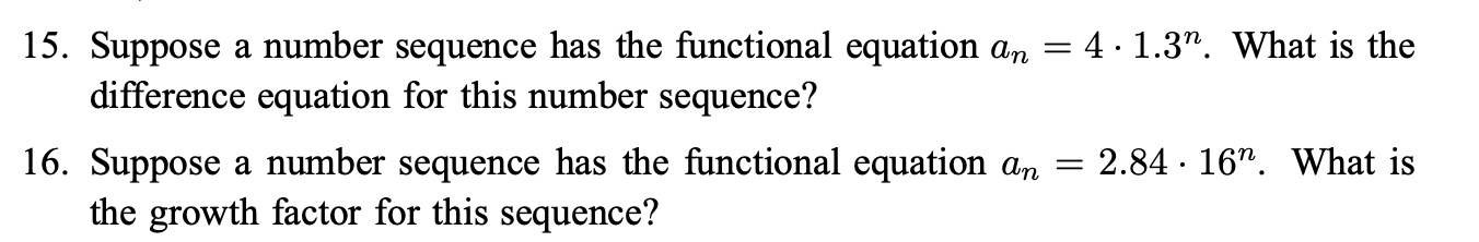 Solved 15. Suppose a number sequence has the functional | Chegg.com