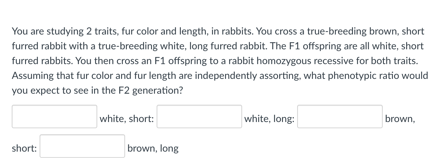 Solved You are studying 2 traits, fur color and length, in | Chegg.com