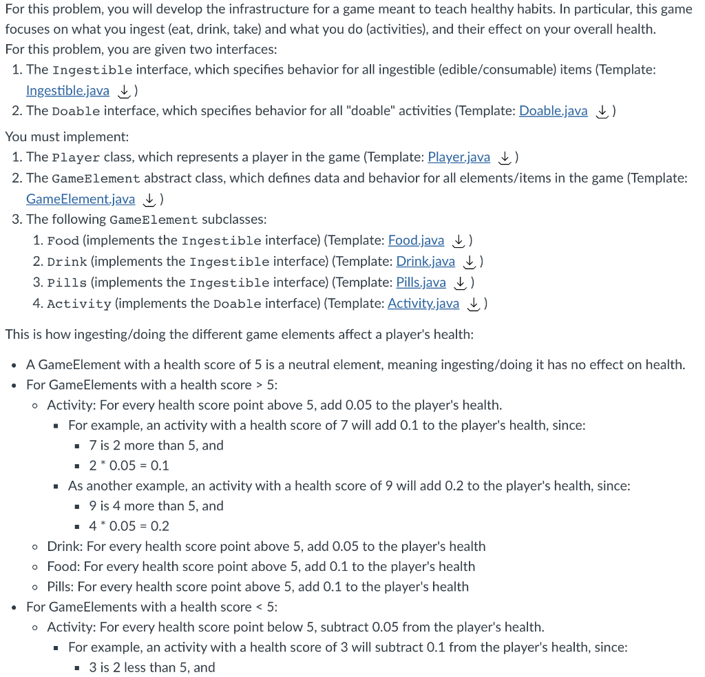 Solved For this problem, you will develop the infrastructure | Chegg.com
