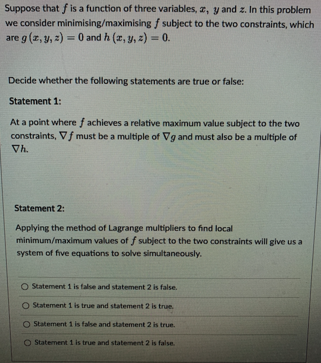 Solved Suppose that f is a function of three variables, x, y | Chegg.com