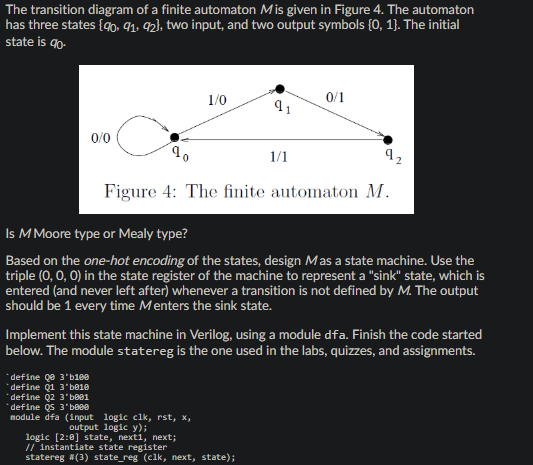The transition diagram of a finite automaton Mis | Chegg.com