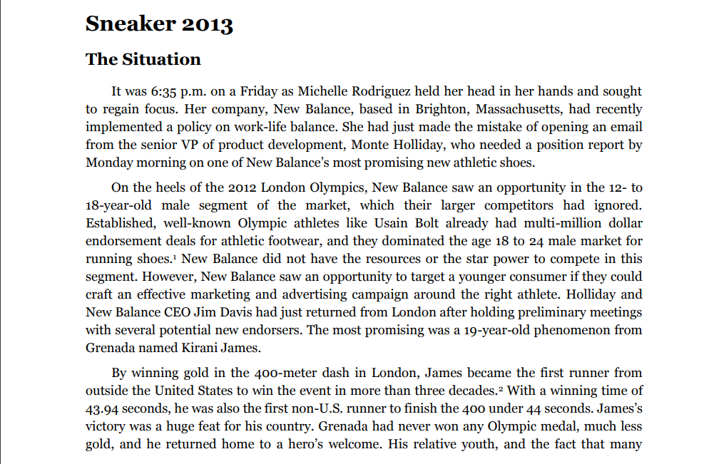 Solved Read the Harvard Business School Press case, Sneaker | Chegg.com