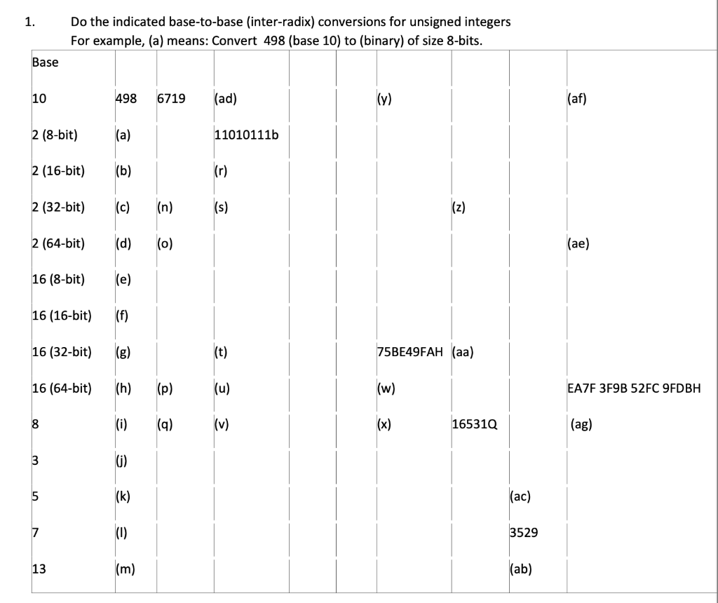 Solved 1. Do the indicated base-to-base (inter-radix) | Chegg.com