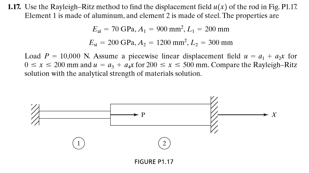 Solved 1.17. Use the Rayleigh-Ritz method to find the | Chegg.com