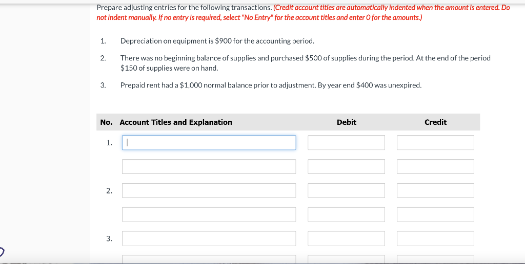 Solved Prepare adjusting entries for the following | Chegg.com