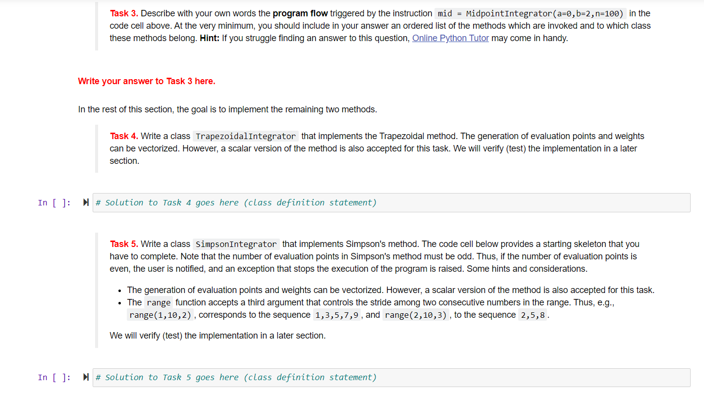 Solved Defining classes for numerical integration As | Chegg.com