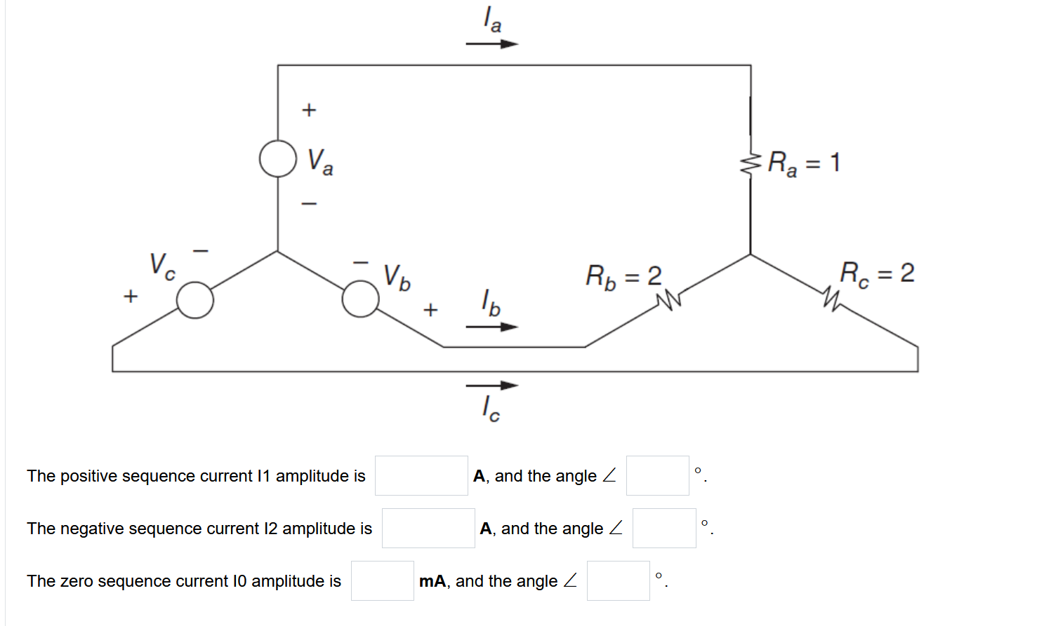 Solved The unbalanced load is connected to a balanced | Chegg.com