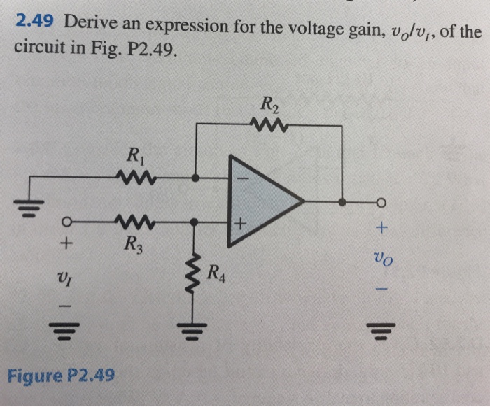 Solved 2.49 Derive an expression for the voltage gain, | Chegg.com