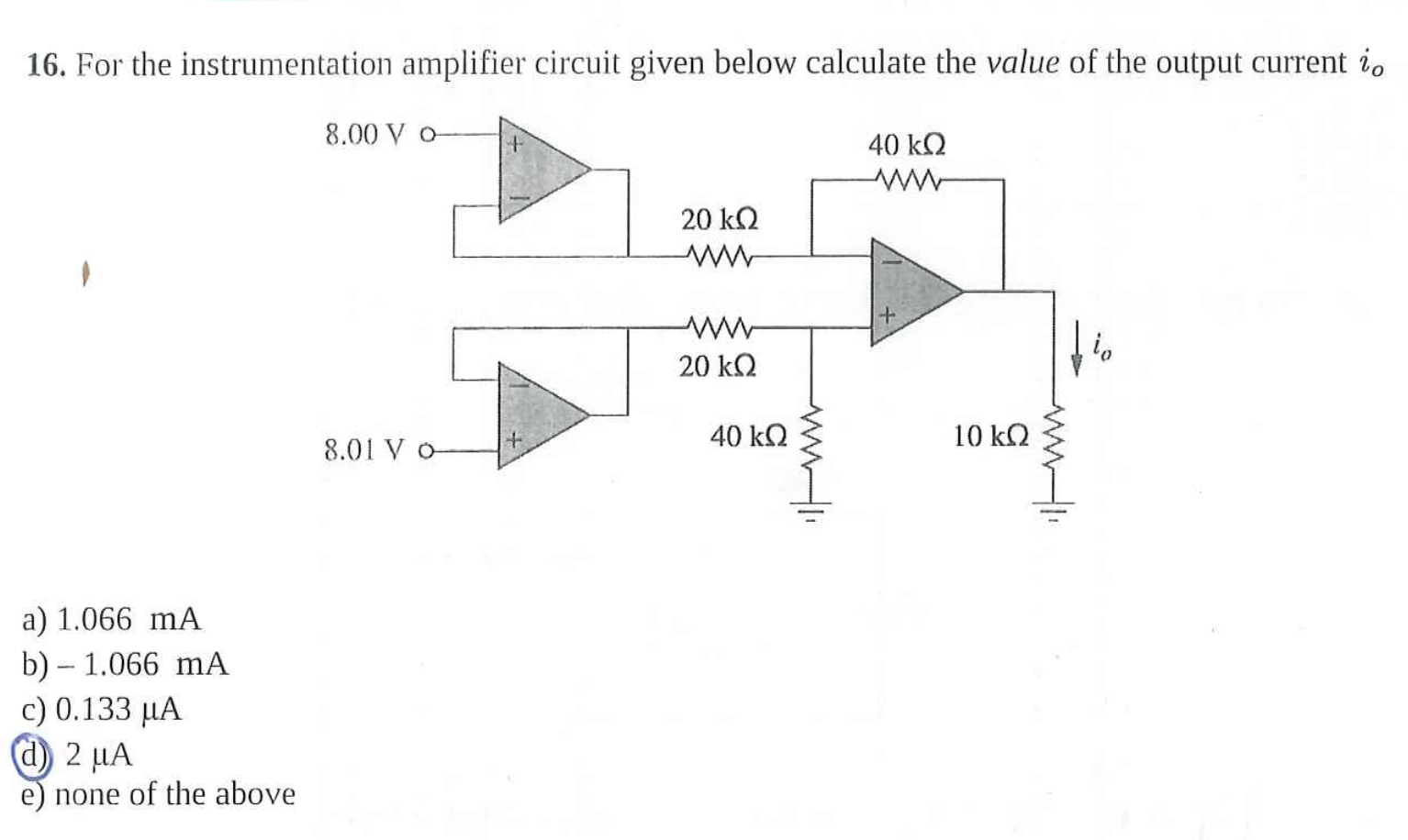 Solved For the instrumentation amplifier circuit given below | Chegg.com
