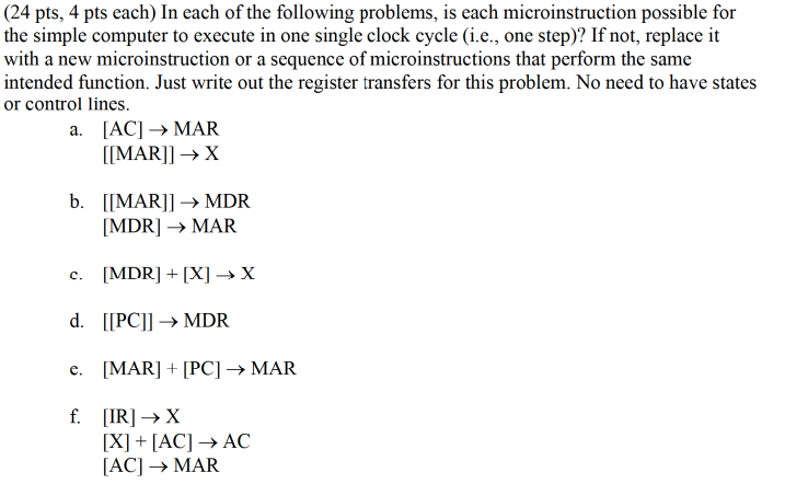 Solved (24 pts, 4 pts each) In each of the following | Chegg.com