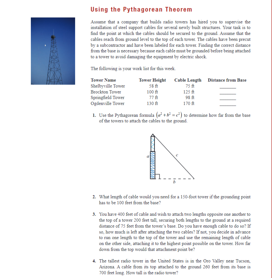 Solved Using the Pythagorean Theorem Assume that a company | Chegg.com