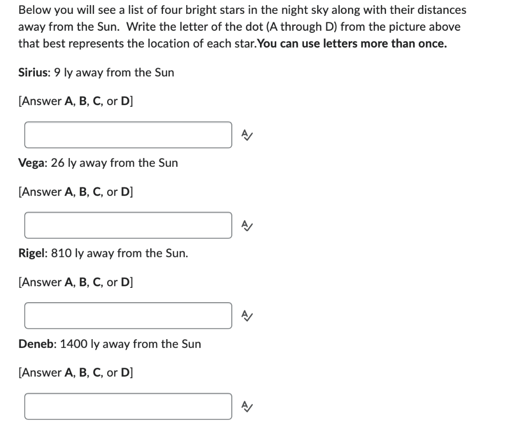 Solved Below you will see a list of four bright stars in the | Chegg.com