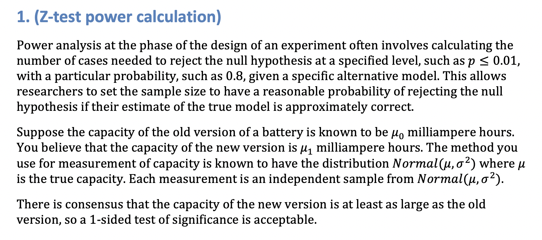 1. (Z-test power calculation) Power analysis at the | Chegg.com