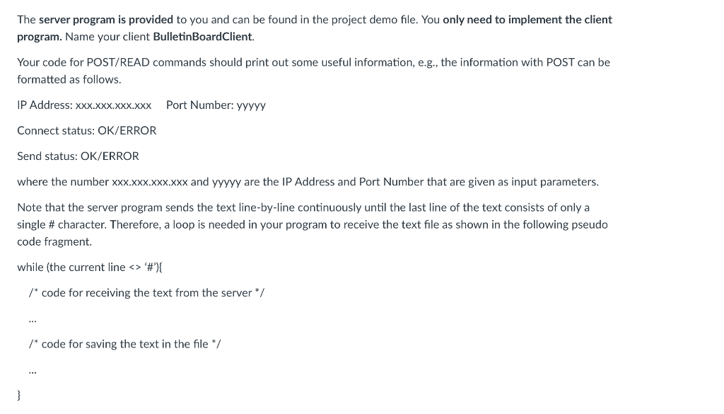 Solved In this project, you will need to implement a | Chegg.com