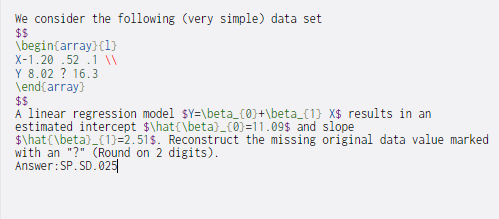 Solved We consider the following (very simple) data set $$ | Chegg.com