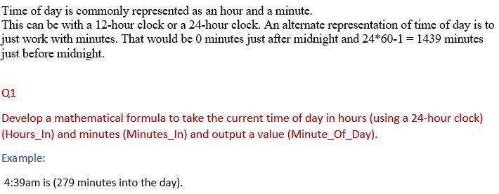 Solved Time of day is commonly represented as an hour and a | Chegg.com